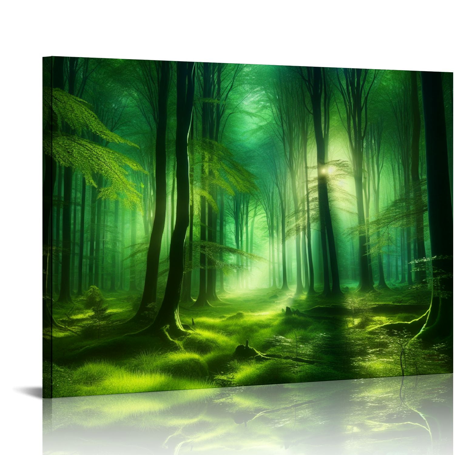 JEUXUS Forest Wall Decor Green Tree Wall Art Rainforest Canvas Natural ...