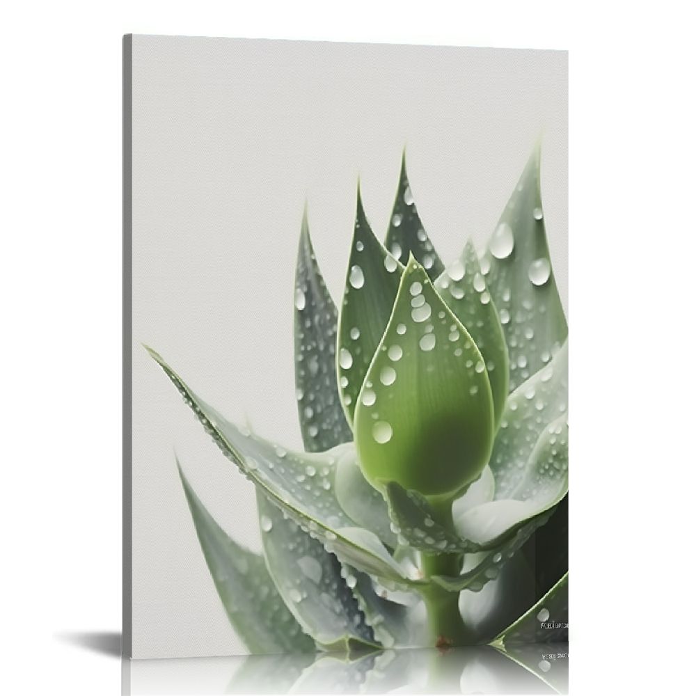 JEUXUS Framed Canvas Print Wall Art Side Profile of Green Snake Plant ...