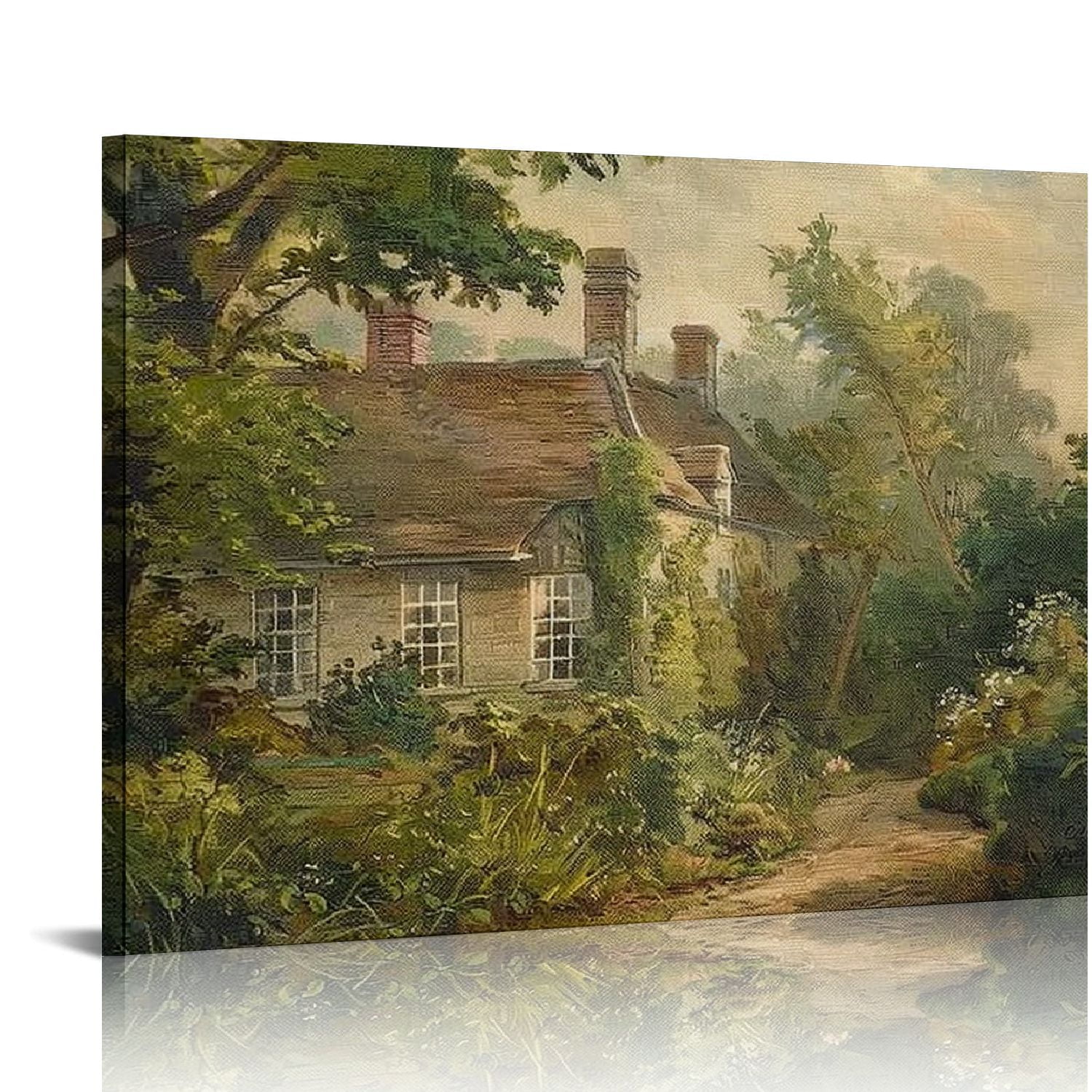 JEUXUS Framed Canvas Wall Art Home Decor Classical Scenery Watercolor ...