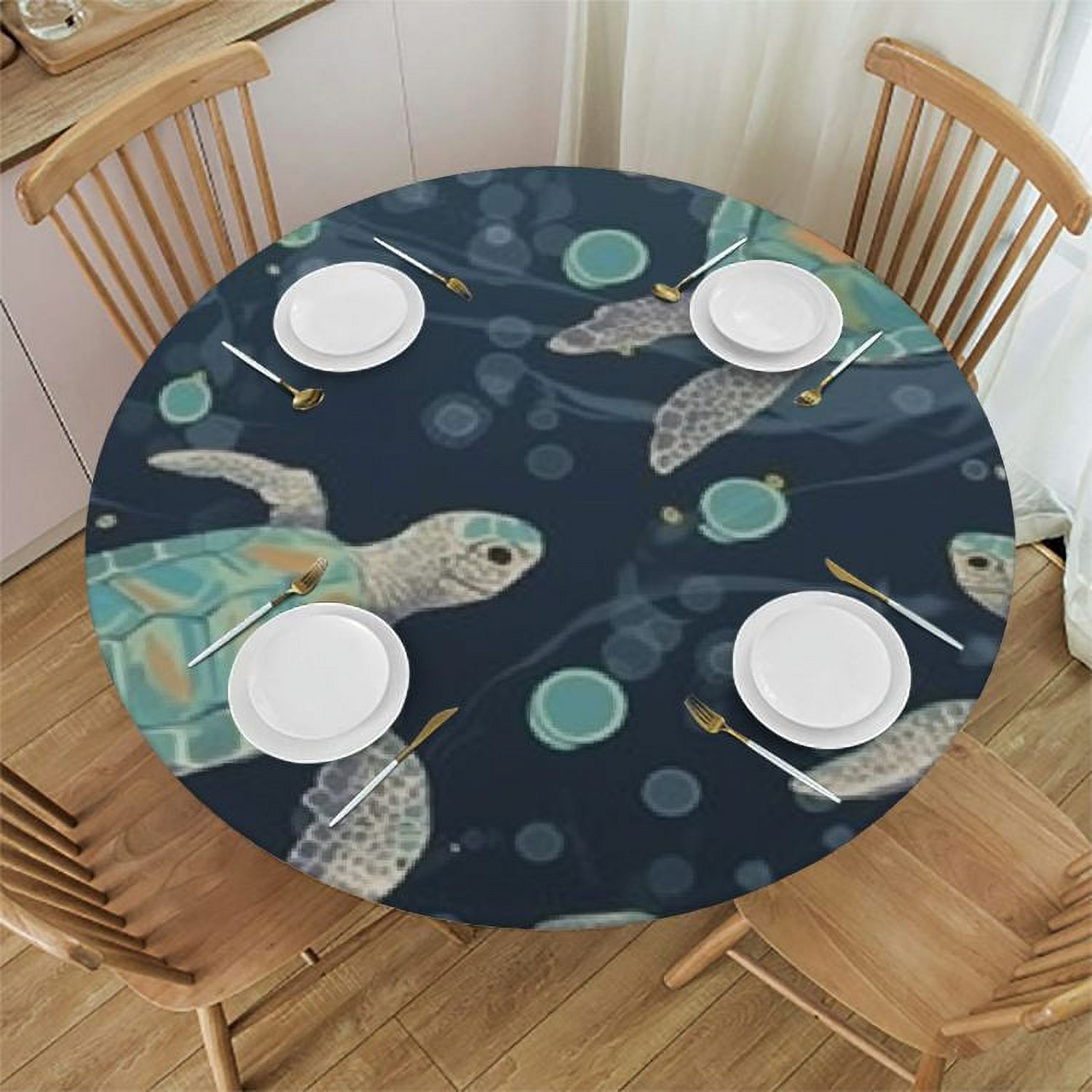 JEUXUS Free Waterof Round Tablecovers - Mint Green Sea Turtles Art Glam ...
