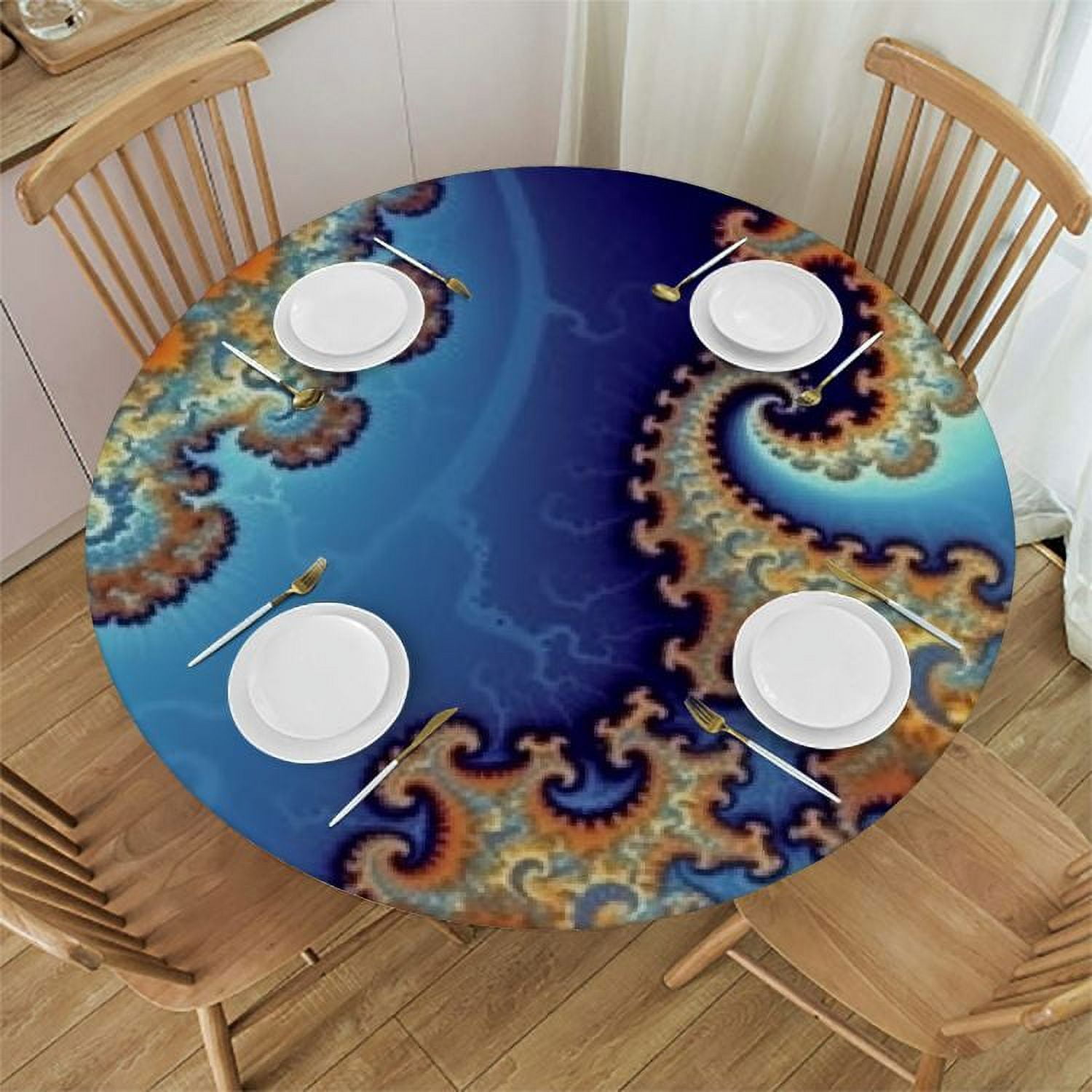 RUIYC Free Waterproof Round Tablecovers - Spiral Fractal Tie Dye ...