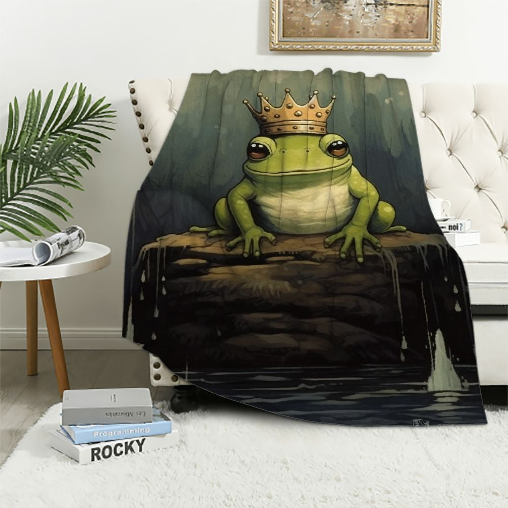 JEUXUS Frog Blanket, Cute Green Frog with Crown Throw Blanket, Frog ...