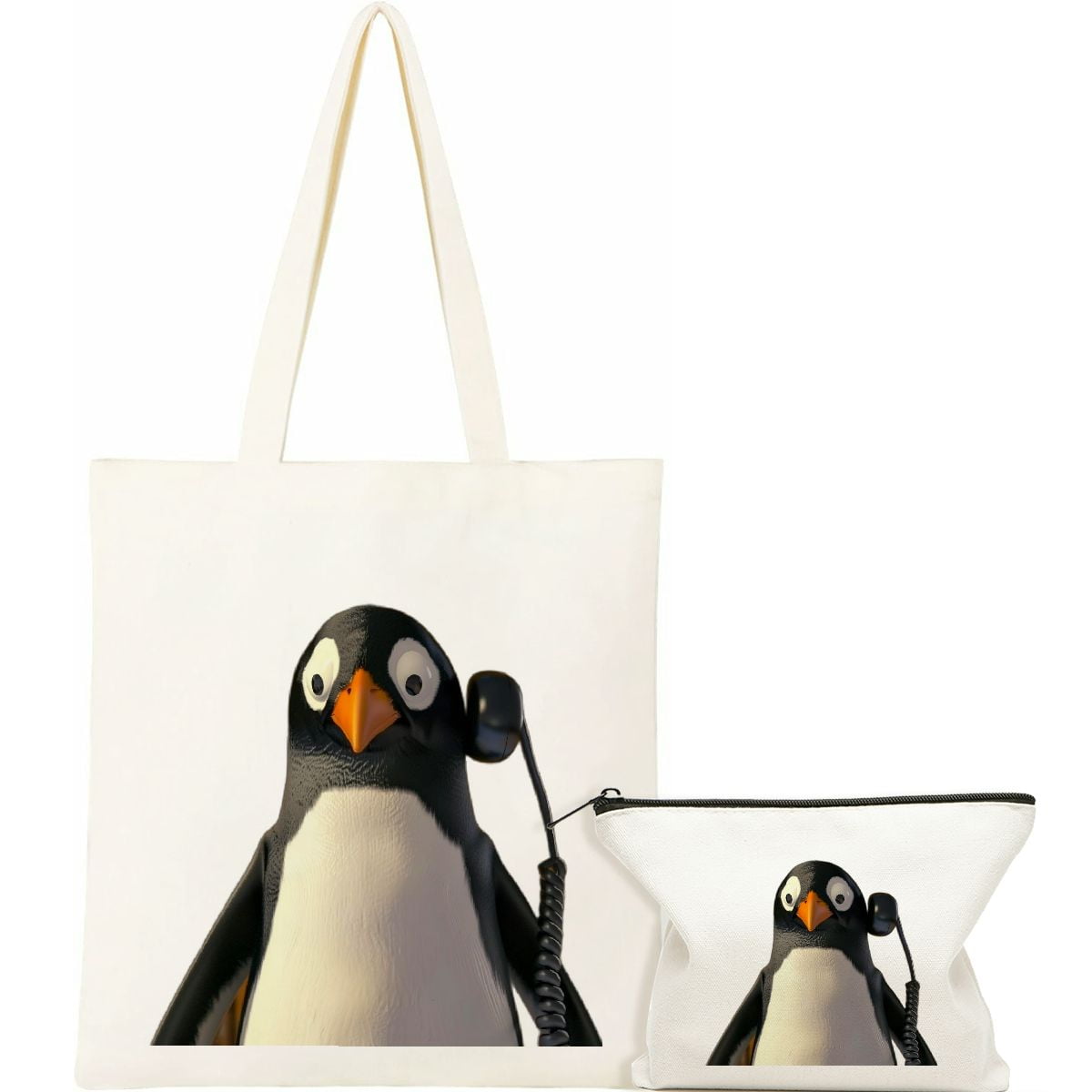 RUIYC Funny Penguin Penguin Penguins 2 Pcs Canvas Tote Bags Cute ...