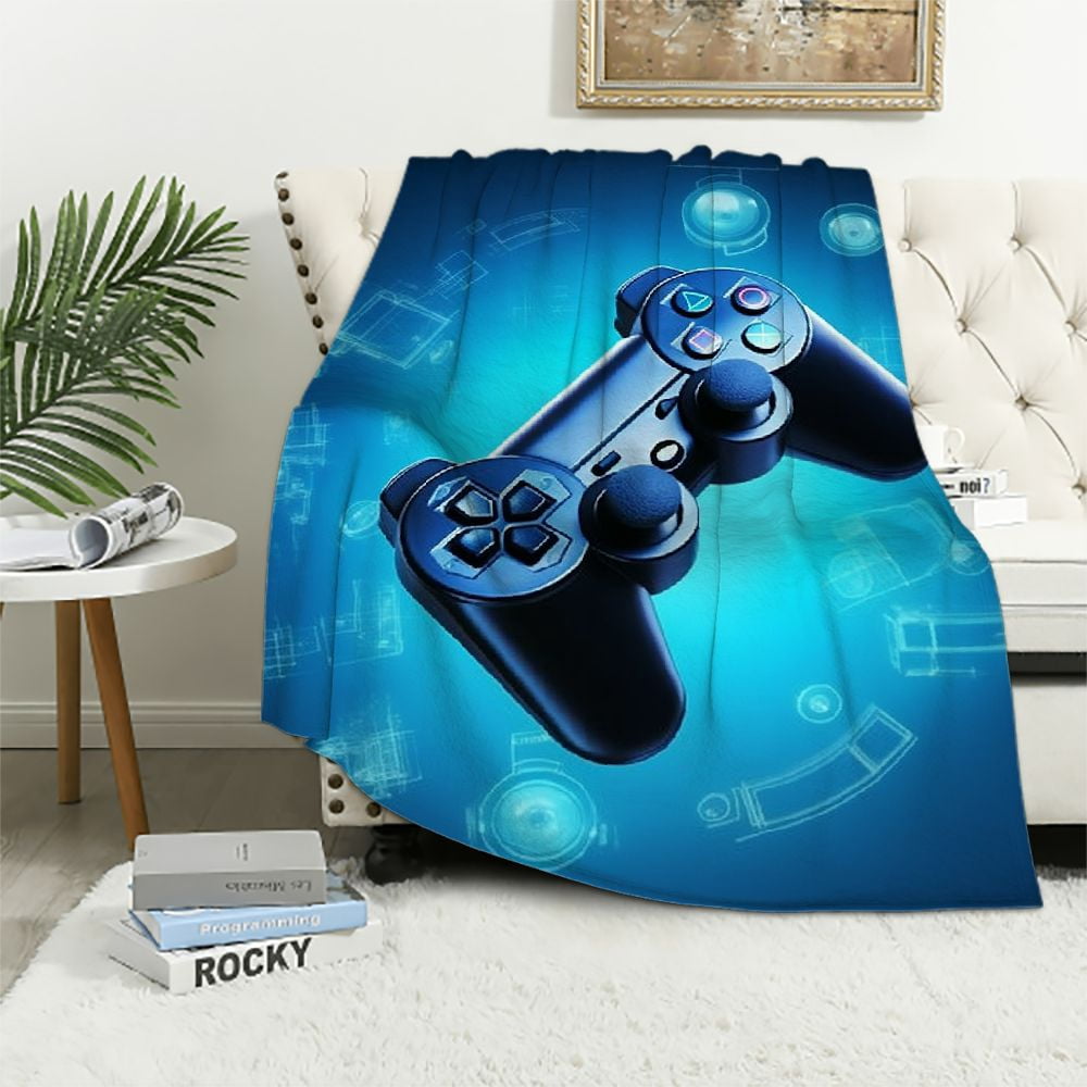 JEUXUS Game Theme Blanket Modern Gamer Console Action Buttons Soft Warm ...