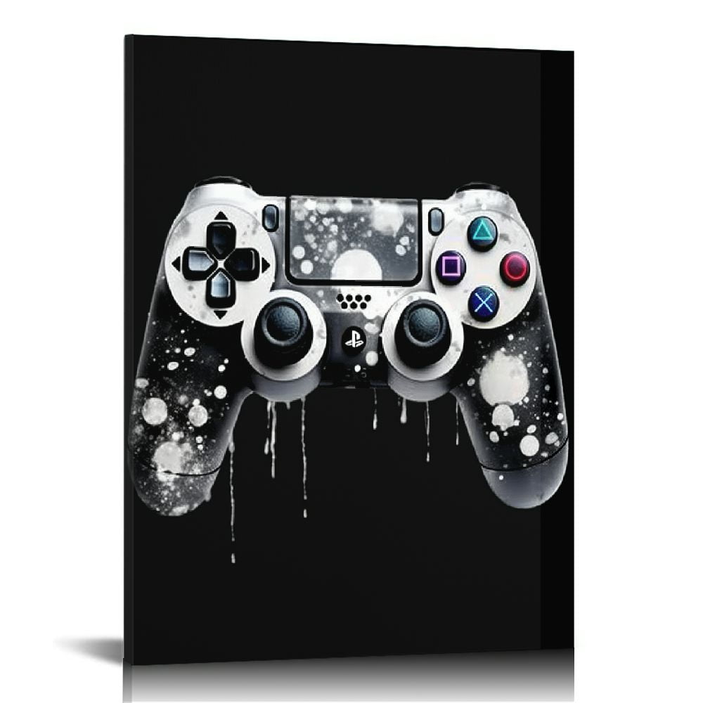 JEUXUS Gamepad Posters Wall Pictures Canvas Painting Artwork Black and ...