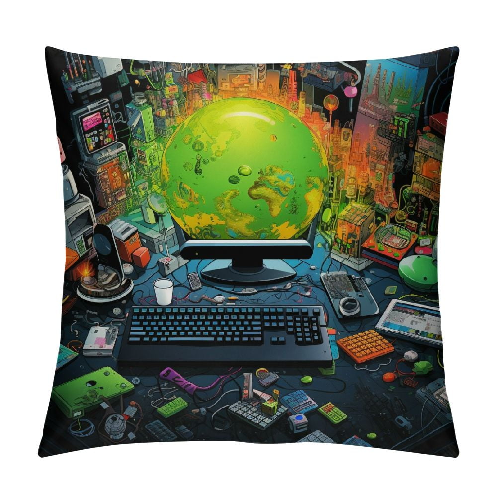 JEUXUS Gamer Throw Pillow Cover Soft Gaming Game Room Decor Cushion Cover for for Couch Sofa ...