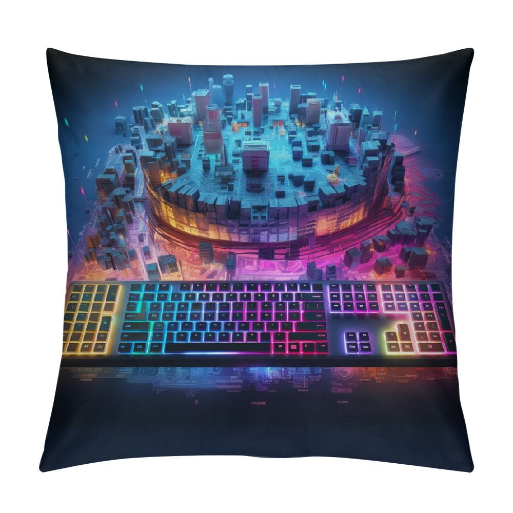 JEUXUS Gamer Throw Pillow Covers Soft Gaming Game Room Decor Cushion ...