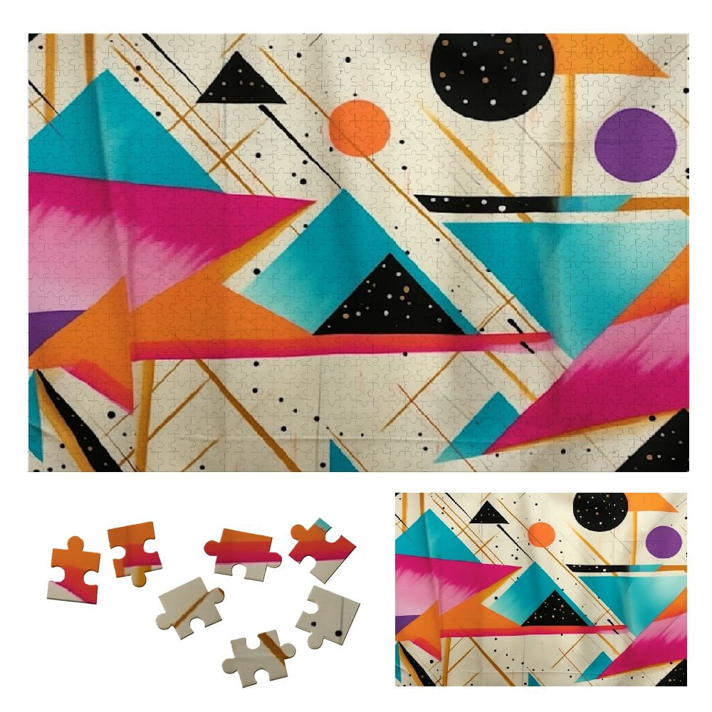JEUXUS Geometric Shapes Wooden Jigsaw Puzzle for Adults and Kids 1000 ...