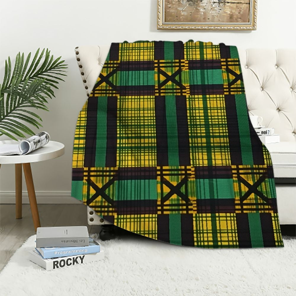 JEUXUS Geometric Throw Blanket African Kente Print Traditional Fabric ...