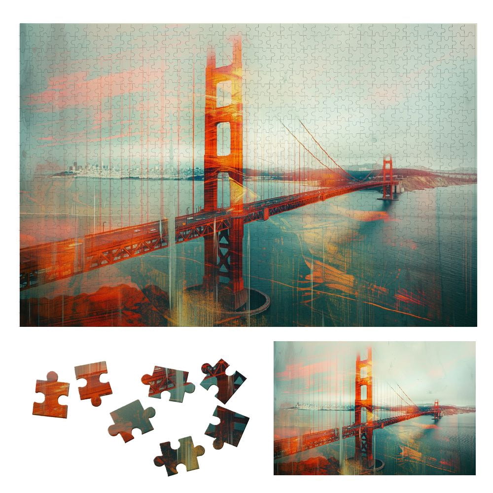 JEUXUS Golden Gate Bridge Wooden Jigsaw Puzzle for Adults and Kids 1000 ...