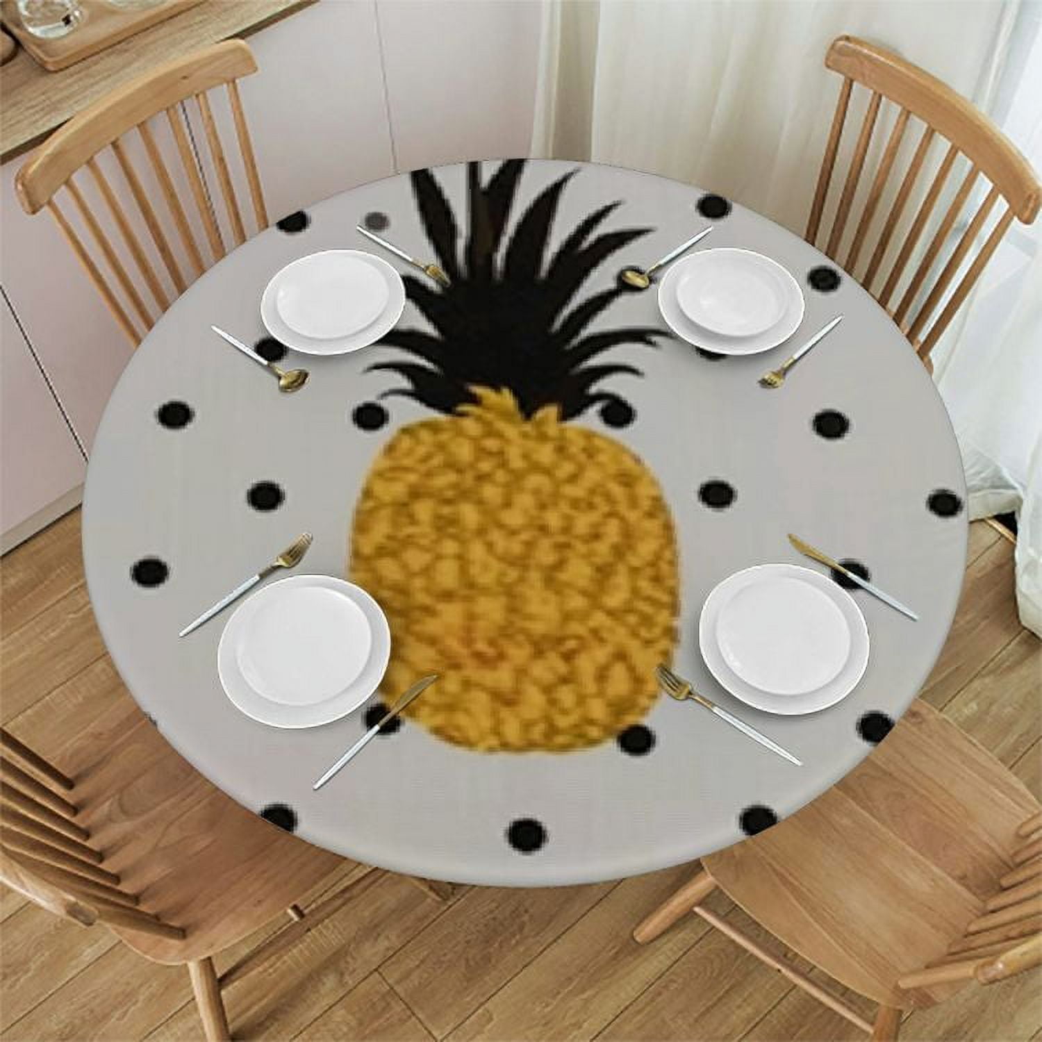 JEUXUS Golden Pineapple Round Tablecloth,Waterproof Table Cloth with ...