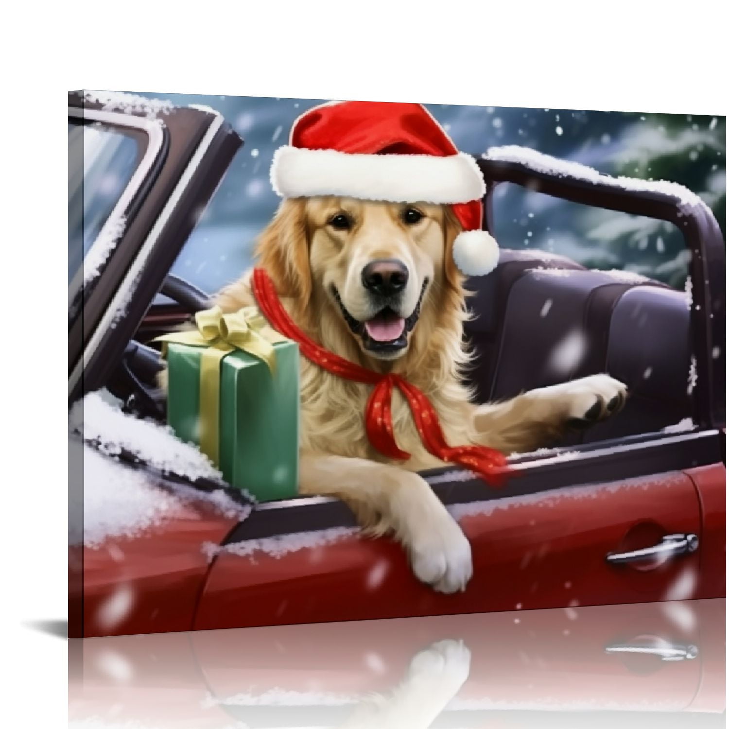 JEUXUS Golden Retriever Driving Car Collecting Christmas Tree Dog ...