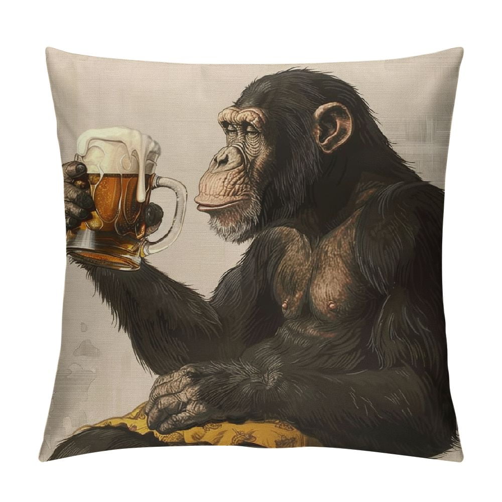 RUIYC Gorilla Pillow Cover,Decorative Throw Pillow Monkey Sitting and ...