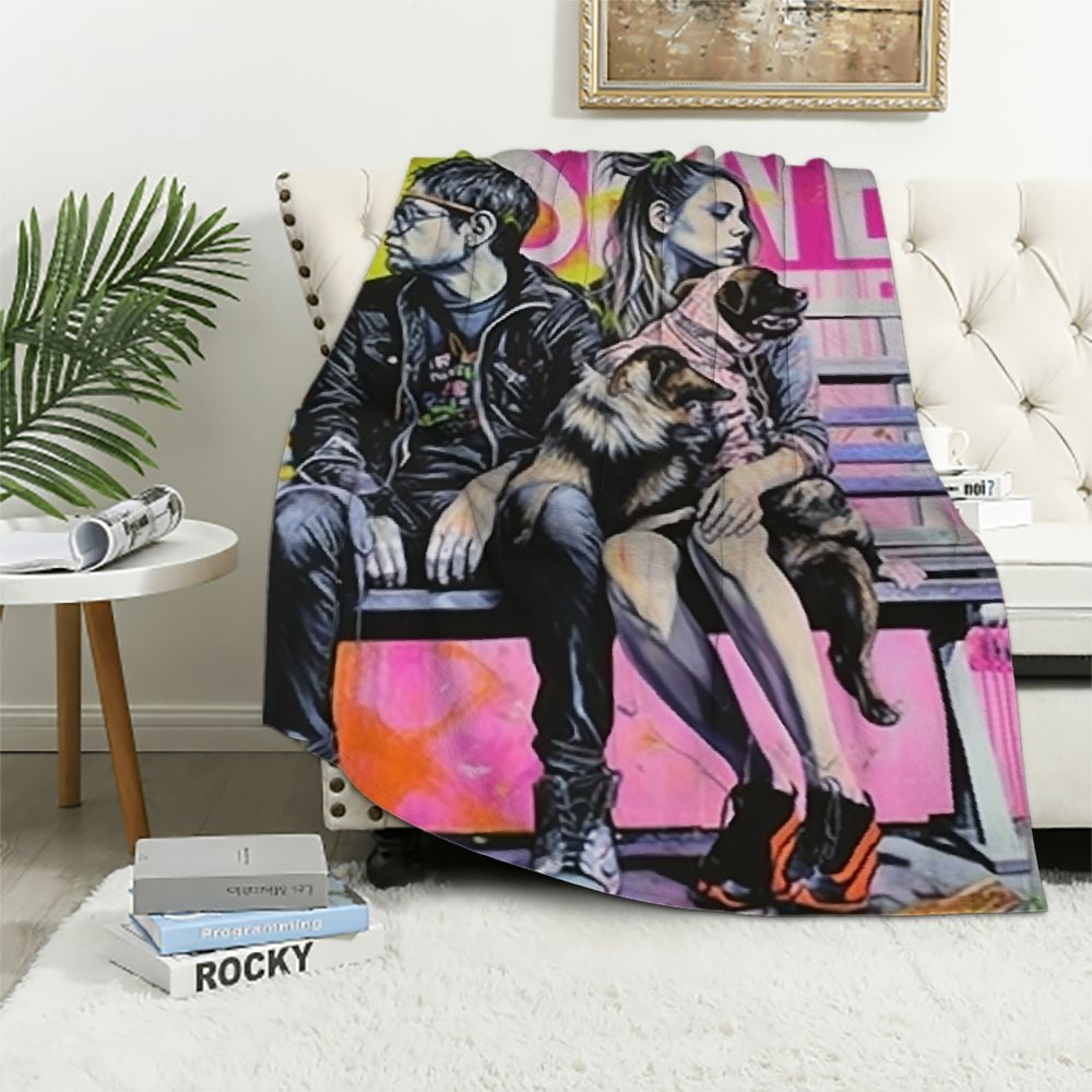 JEUXUS Graffiti Street Art Flannel Material Blanket (Universal 1) White ...