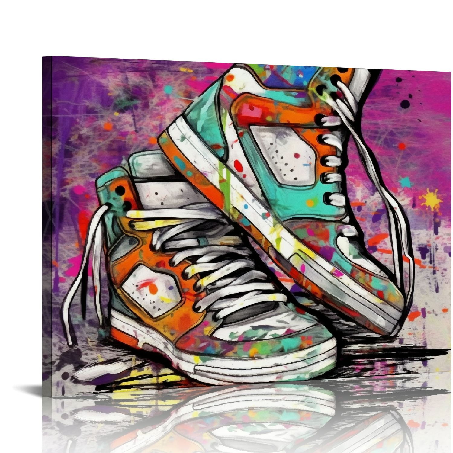 JEUXUS Graffiti Wall Art Sneakers Painting Banksy Canvas Wall Art Shoe ...