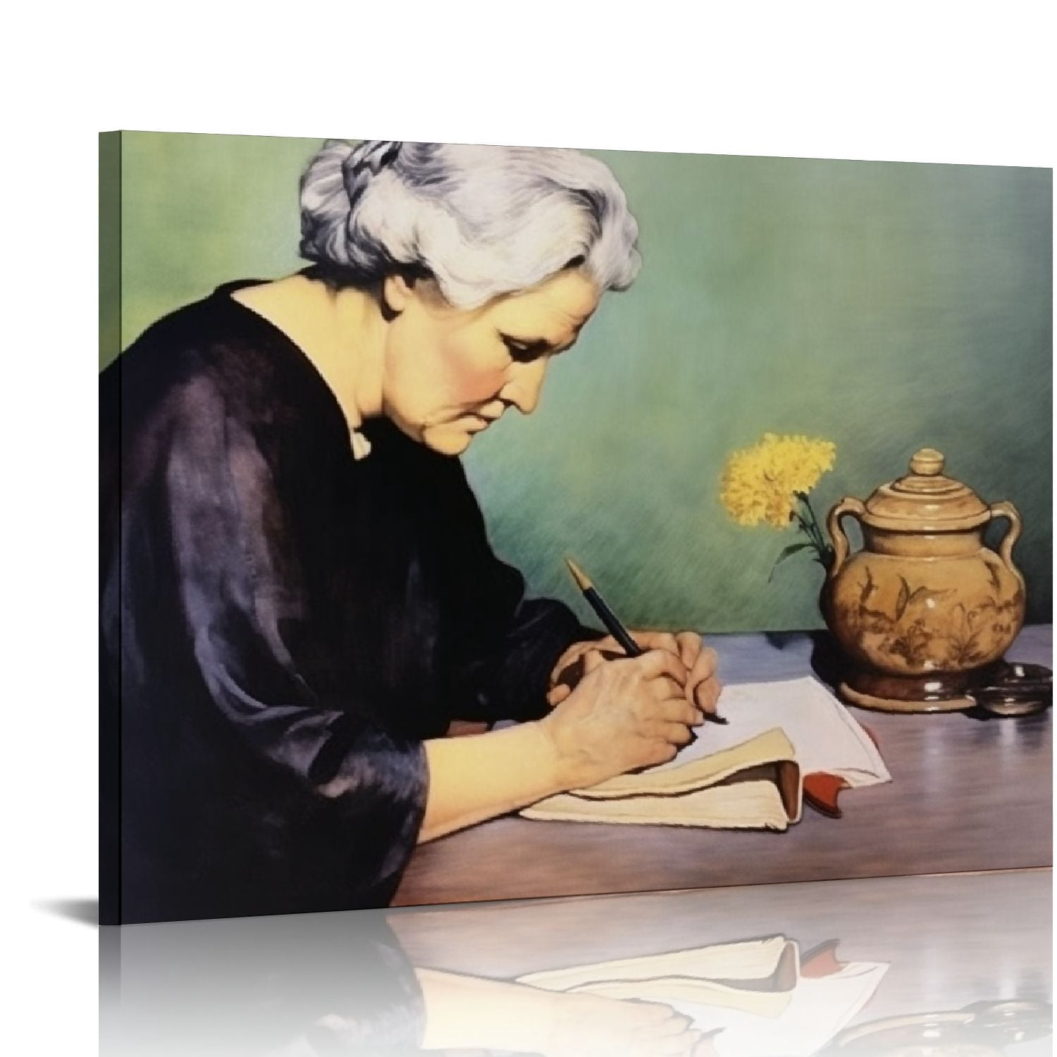 JEUXUS Gratitude Lady Praying Hands Religion Gold Print Over Bread Old ...