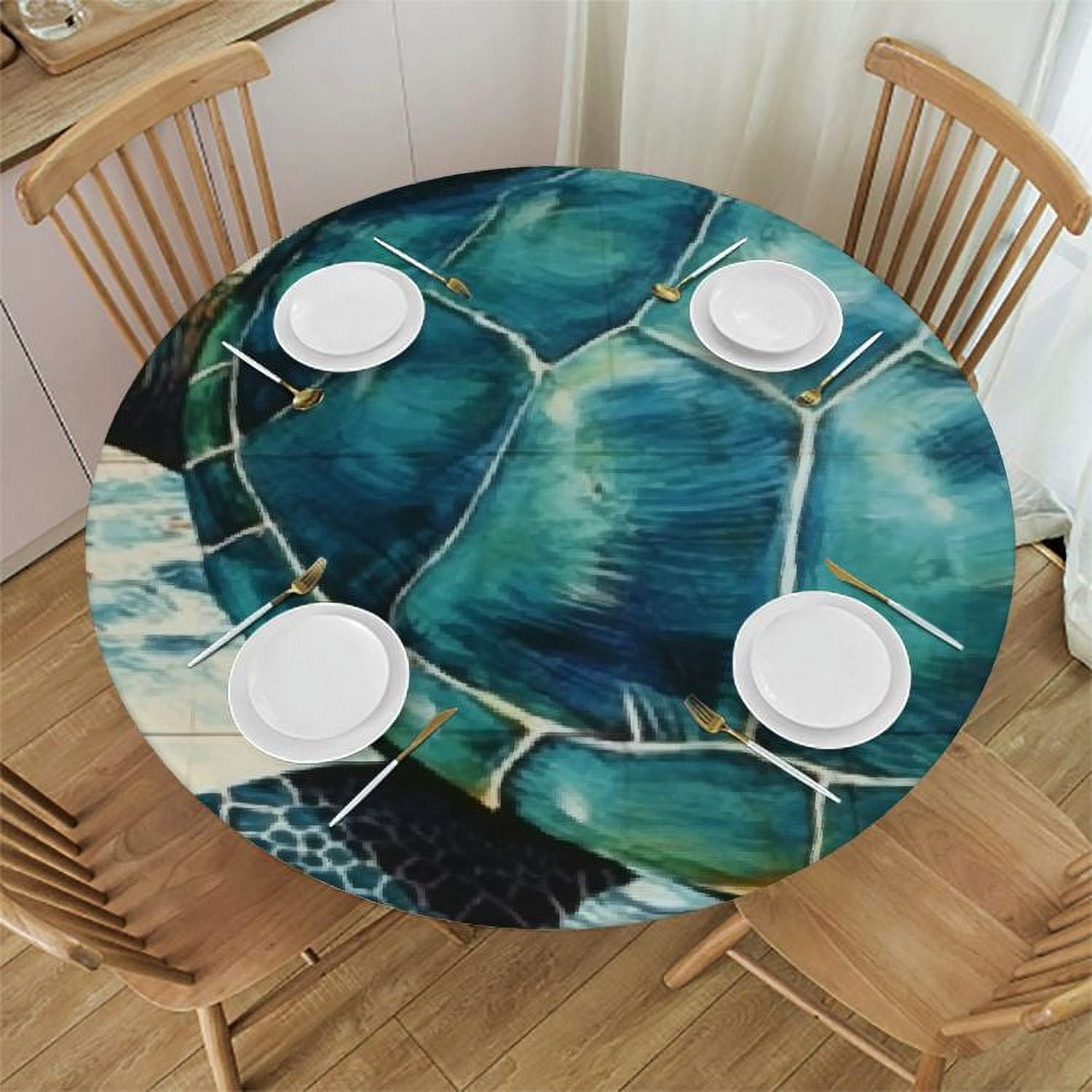 JEUXUS Green Sea Turtle Table Cloth Sailing Adventure Sailboat ...