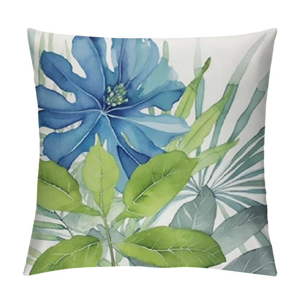 JEUXUS Green Tropical Leaf Pillow Covers Monstera Palm Leaves Couch ...