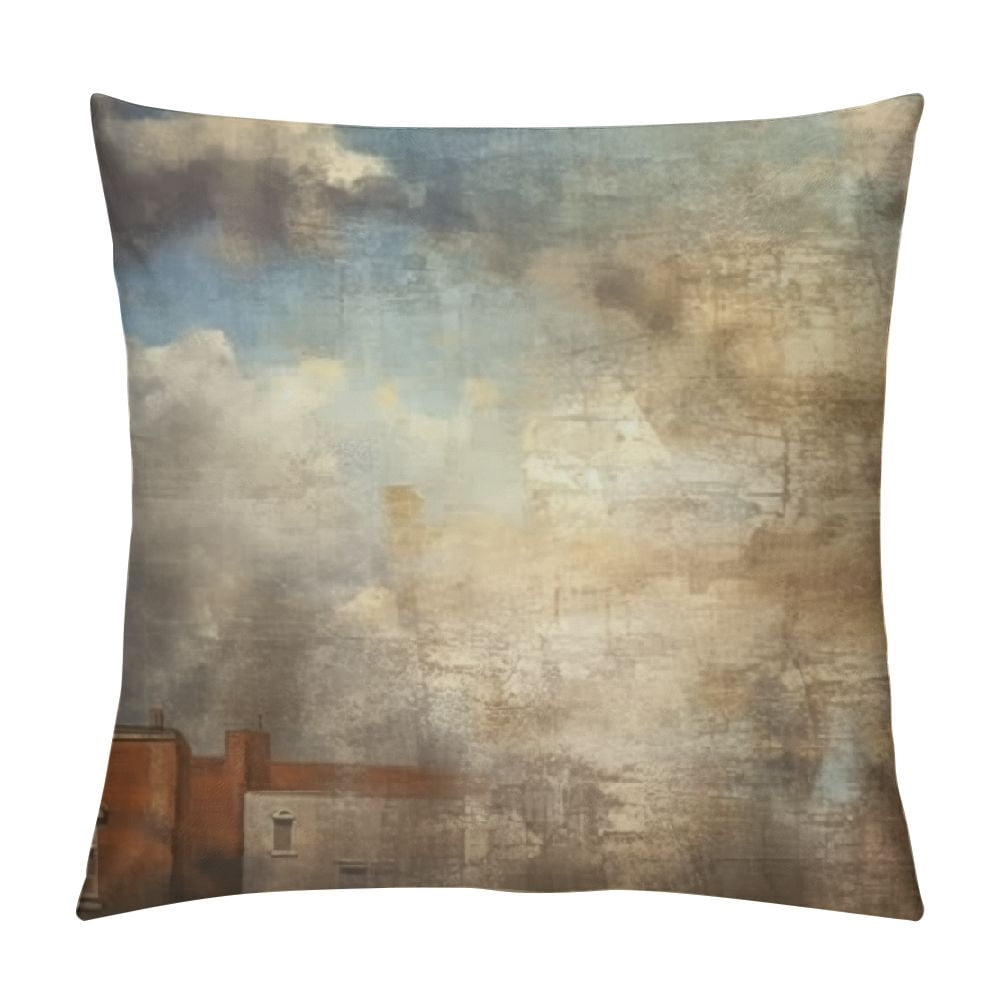 JEUXUS Grey and Beige Abstract Art Contemporary Pillow Cover, Modern ...