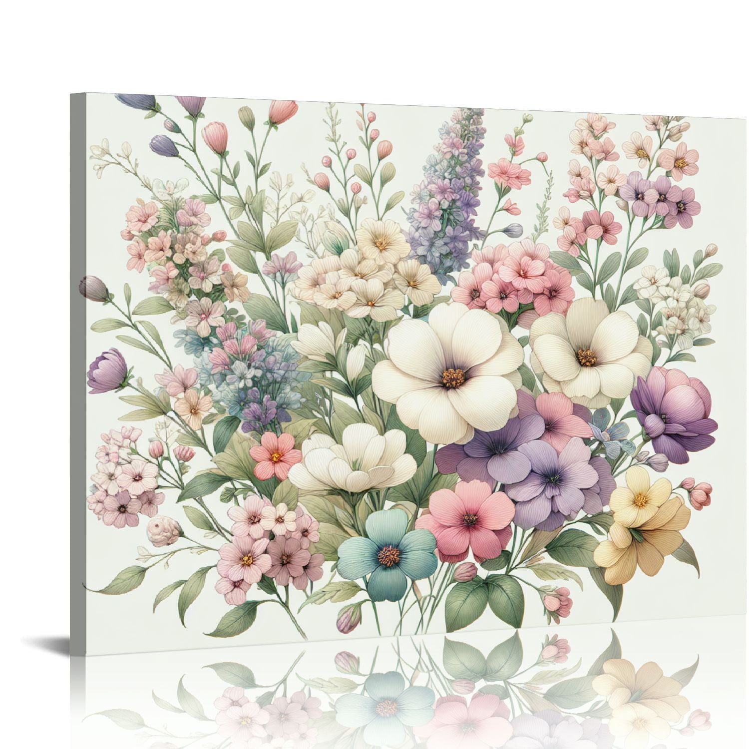 JEUXUS HPINUB Colorful Flower Framed Canvas Wall Art Set, Watercolor ...