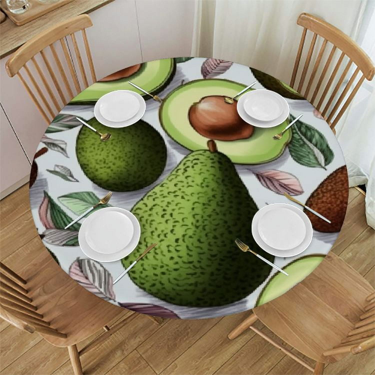 JEUXUS Hand Drawn Avocado Round Tablecloth Waterproof Table Cover Cloth ...