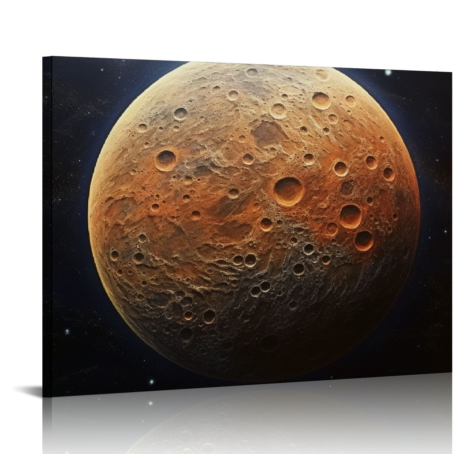 JEUXUS Hand Painted Golden Moon Canvas Wall Art Starry Sky Oil Painting ...