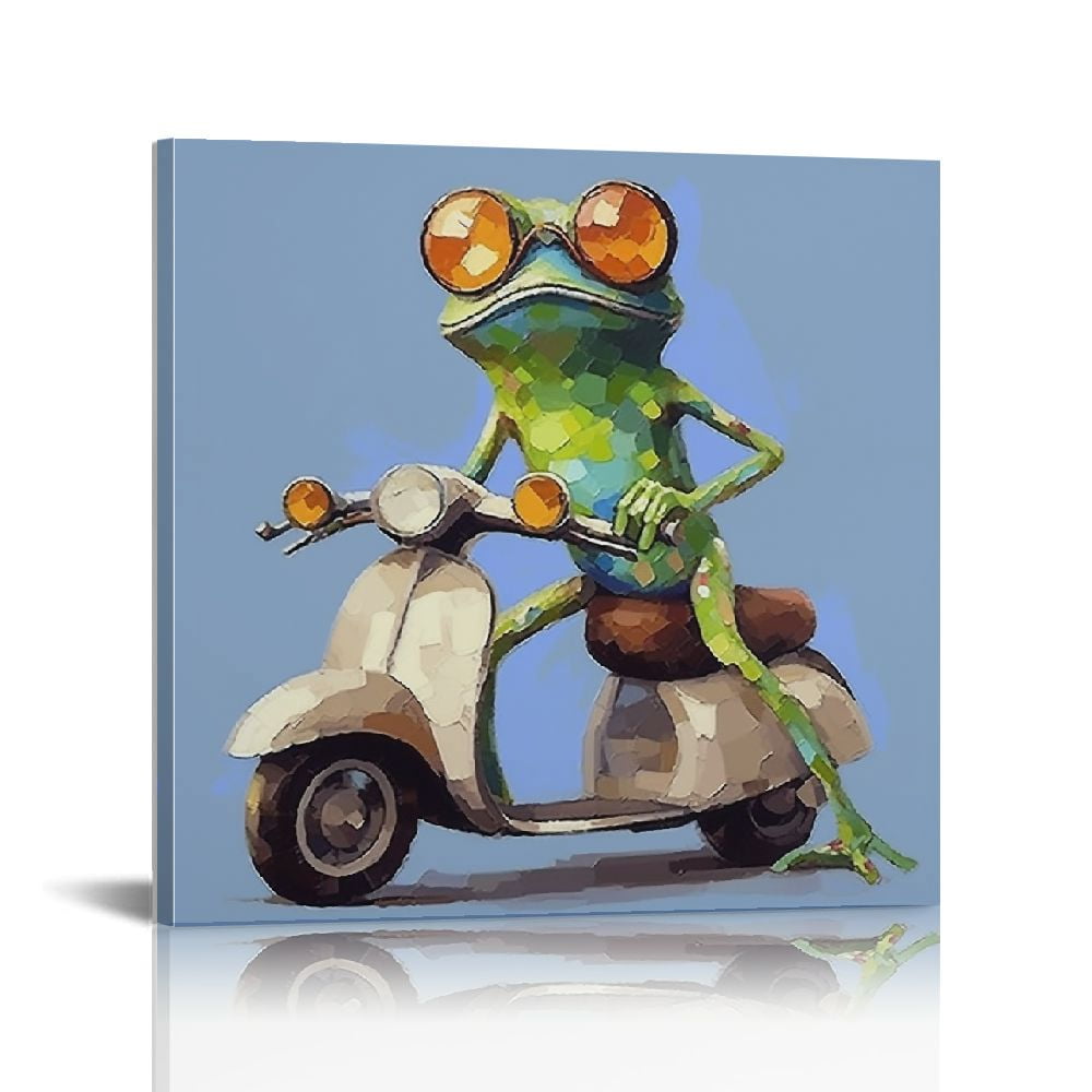 JEUXUS Happy Frog with Glasses Wall Art Canvas Posters Print Artwork ...