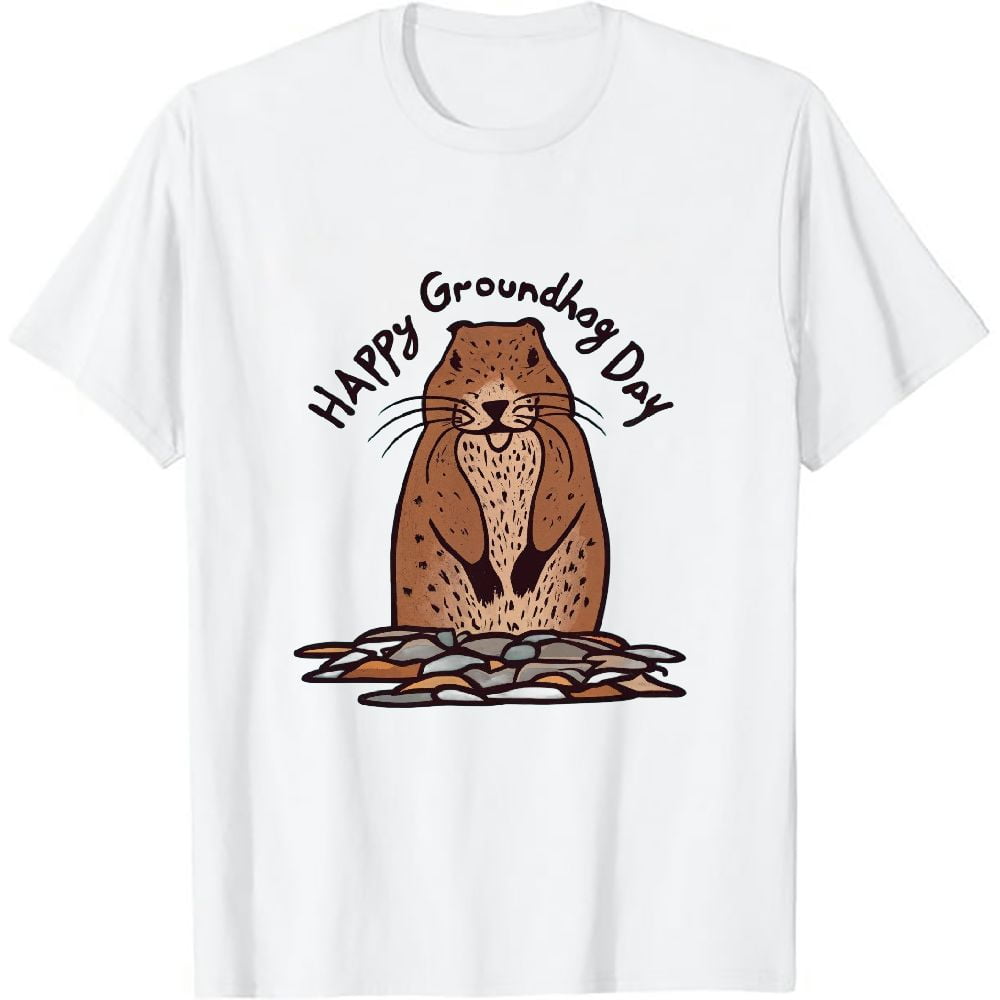 JEUXUS Happy Groundhog Day Distressed Woodchuck Standing Holiday ...