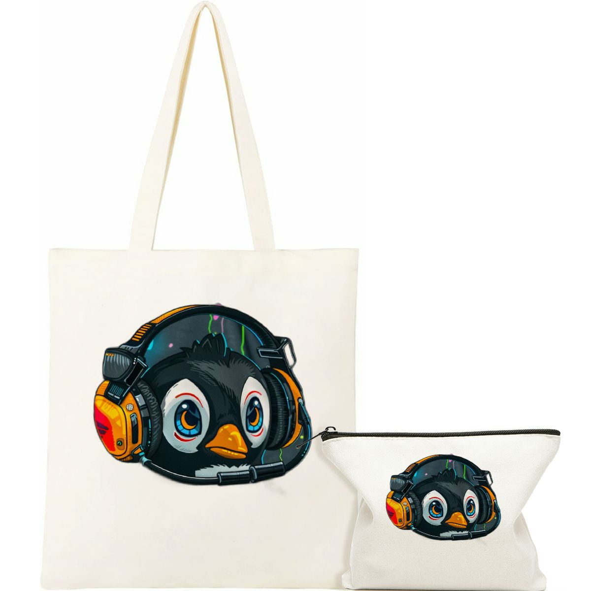 JEUXUS Heavy Duty Canvas Tote Bag Penguin Gaming Gamer Gift Penguin ...
