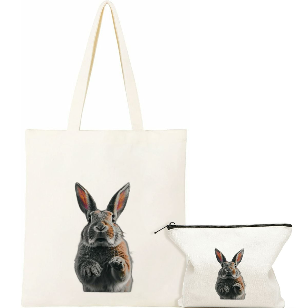 JEUXUS Heavy Duty Canvas Tote Bag Rabbit Selfie with UFOs Vintage Alien ...