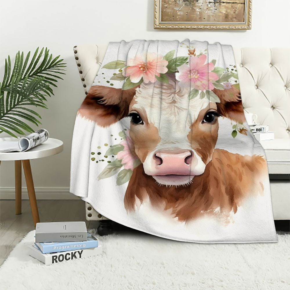 JEUXUS Highland Cow Blanket for Girls Boys, Kids Highland Cow Throw ...