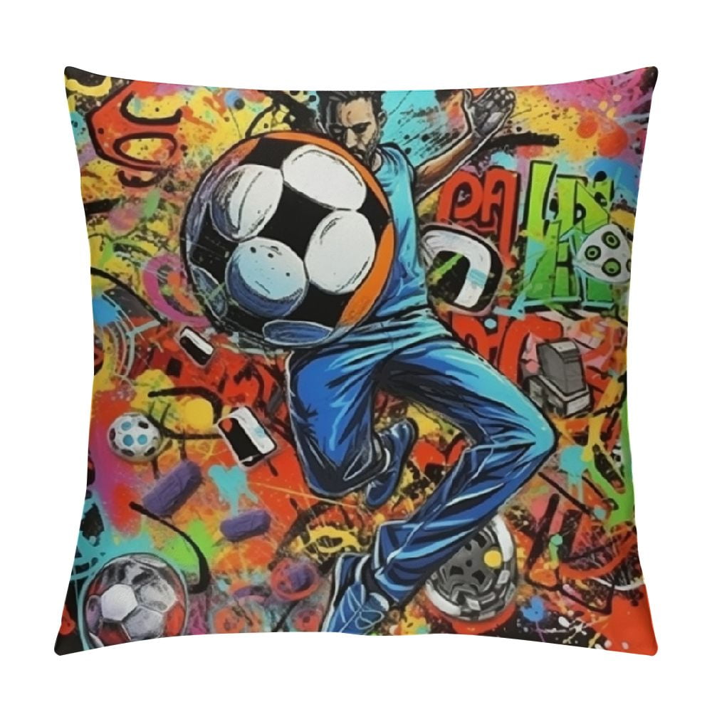 JEUXUS Hippie Graffiti Style Pillow Covers Home Decor,Hip Hop Decor ...