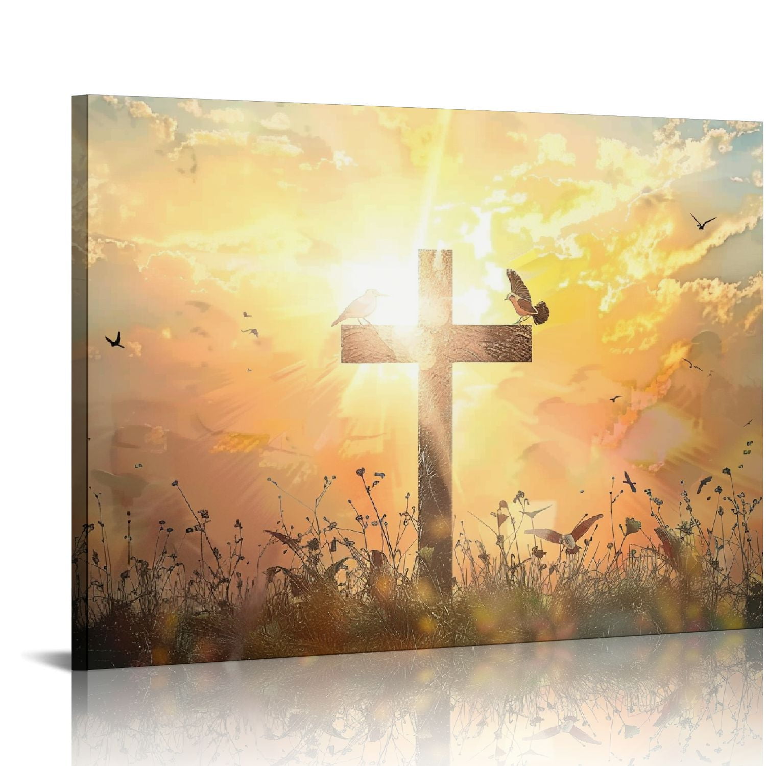 JEUXUS Home Decor Crosses Canvas Print Wall Art for Bedroom Home Holy Light Christ Spiritual ...