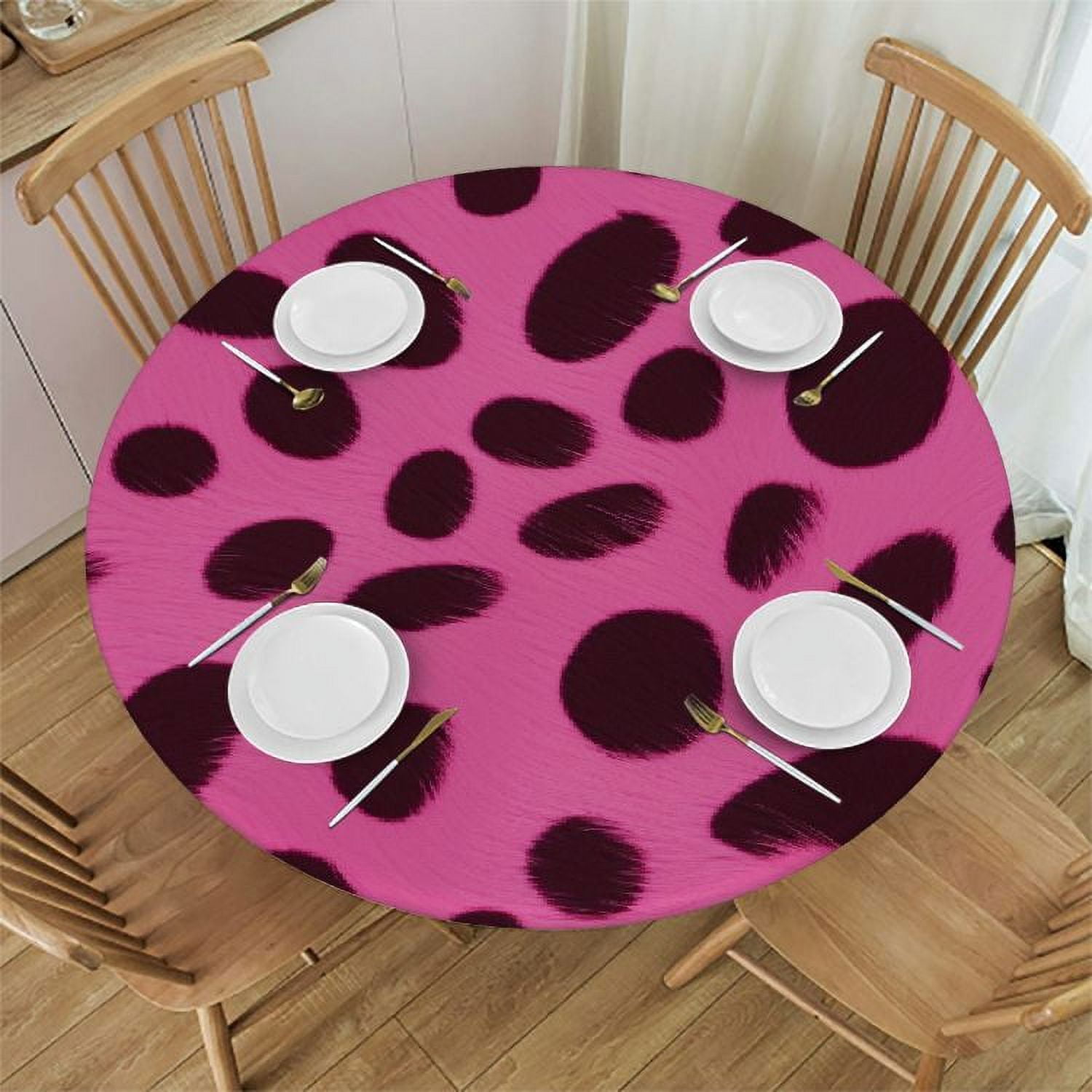 JEUXUS Hot Pink Elastic Edged Polyester Fitted Table Cover,Leopard ...