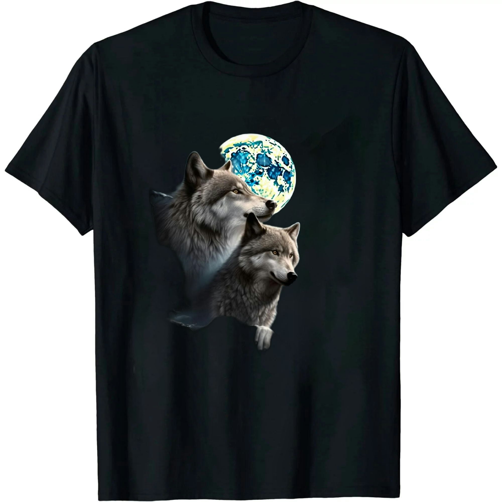 JEUXUS Howling Wolf Pack T-Shirt Wild Wilderness Animals Nature Moon ...