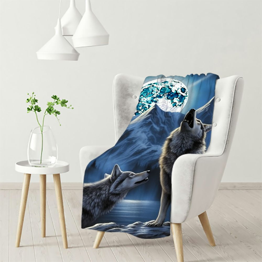 JEUXUS II Howling Wolf Blanket for Bed, Wolf Throw Blanket for Men ...