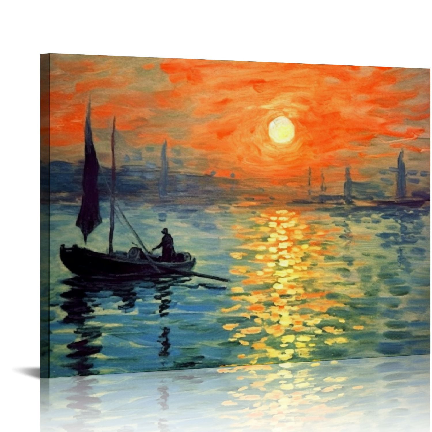 JEUXUS Impression, Sunrise Modern Framed Giclee Canvas Prints of Claude ...