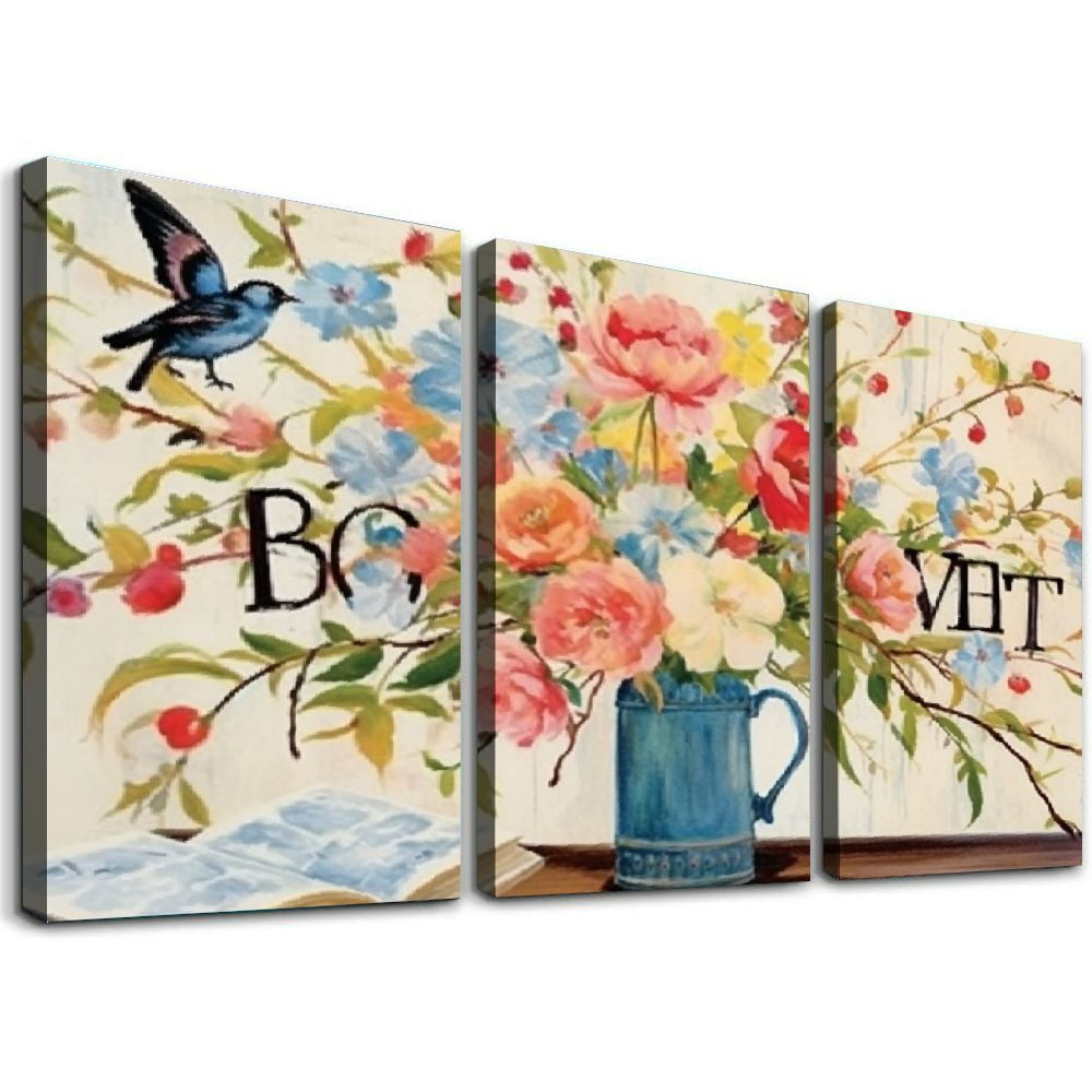 JEUXUS Inspirational Wall Art Country Flower Christian Bible Verses ...