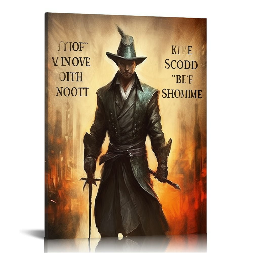 JEUXUS Inspirational Wall Art Samurai Poster Canvas Print Fremed ...