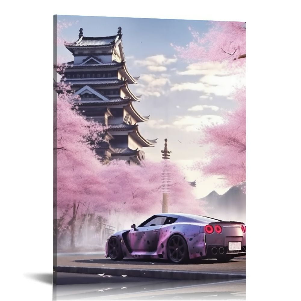 JEUXUS JDM Car Poster, Japanese Cherry Blossoms HD Canvas Prints Wall ...