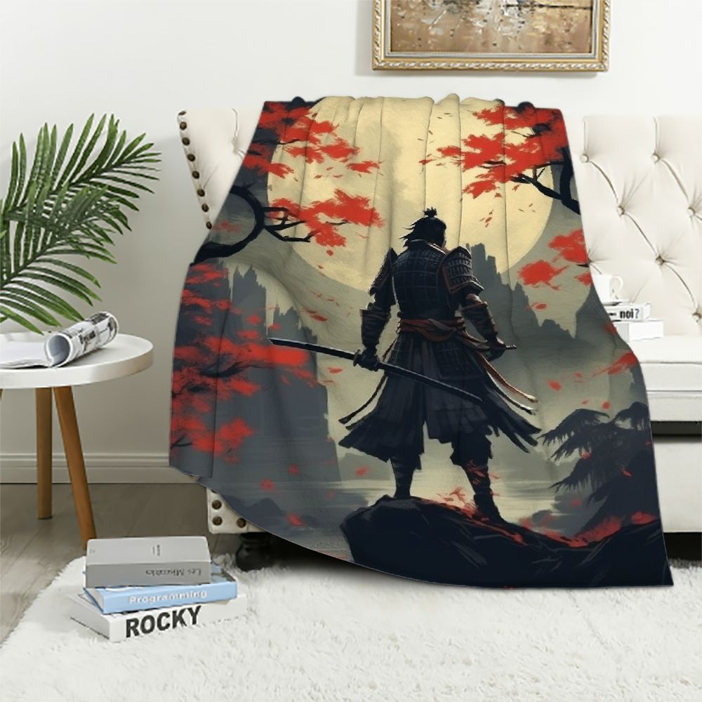 JEUXUS Japanese Blanket, Anime Samurai Sakura Japanese Home Decor Super ...