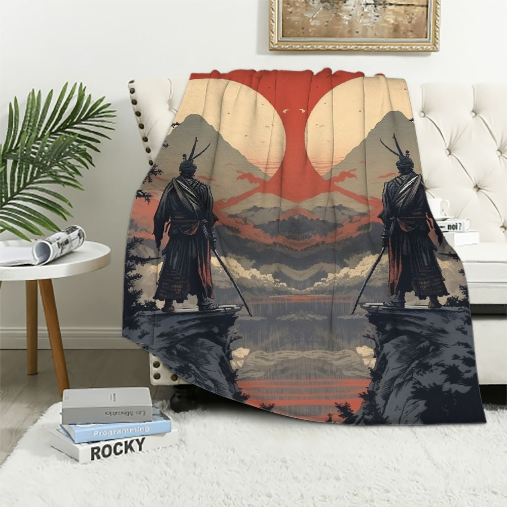 JEUXUS Japanese Samurai Blanket Double Samurai for Kids Fighting Boys ...