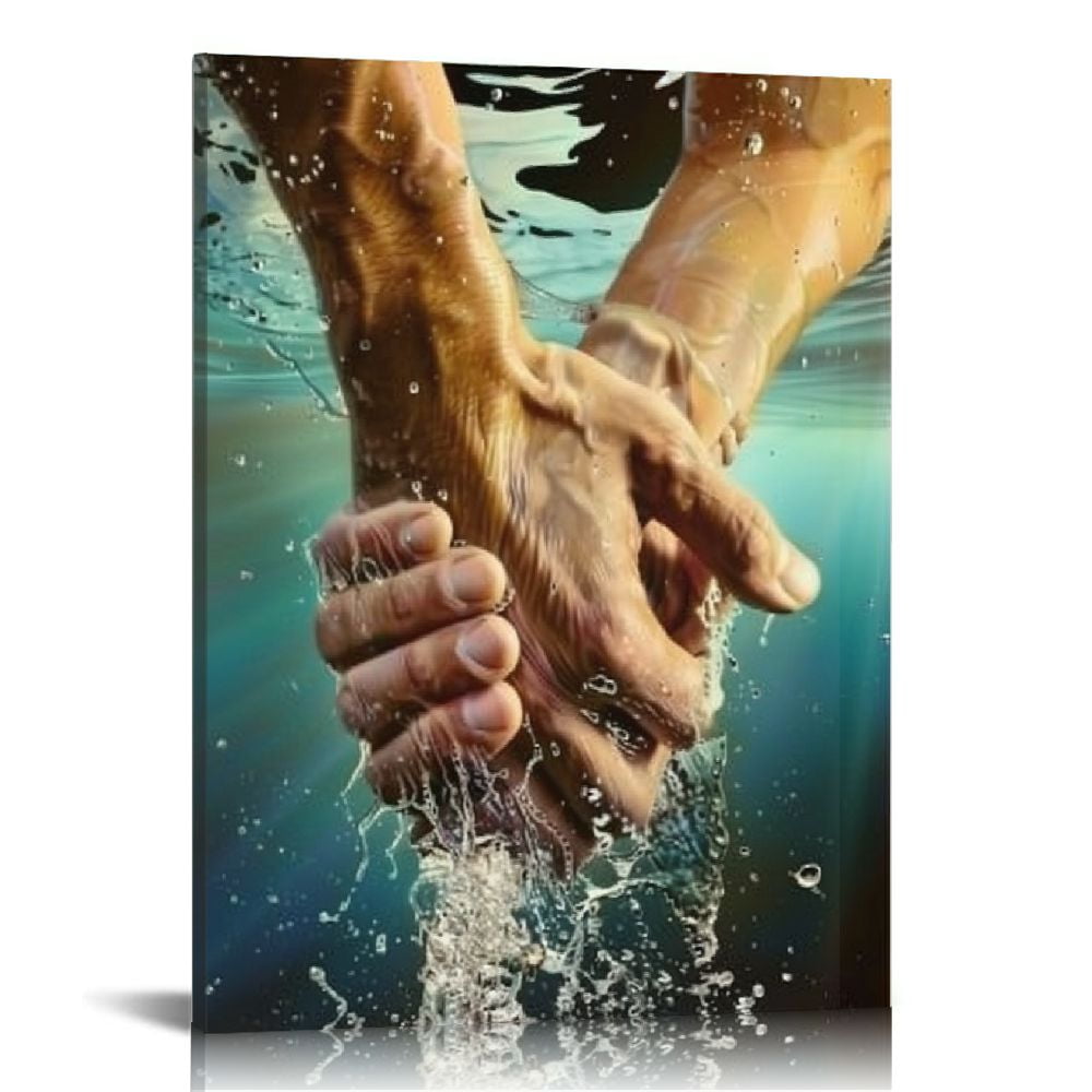 JEUXUS Jesus Christ Canvas Wall Art Jesus Saving Peter from Drowning ...