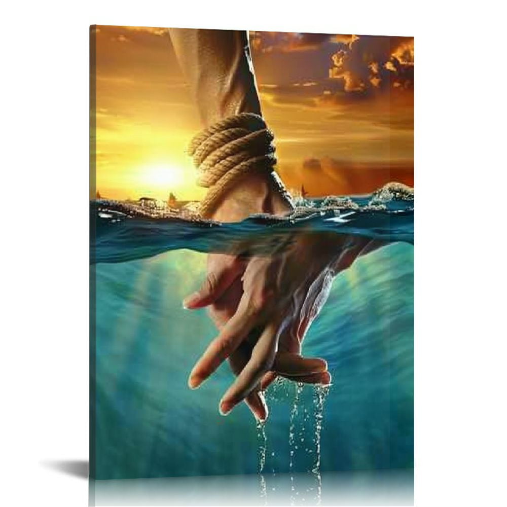 JEUXUS Jesus Christ Saves Peter from Drowning Poster Decorative Canvas ...