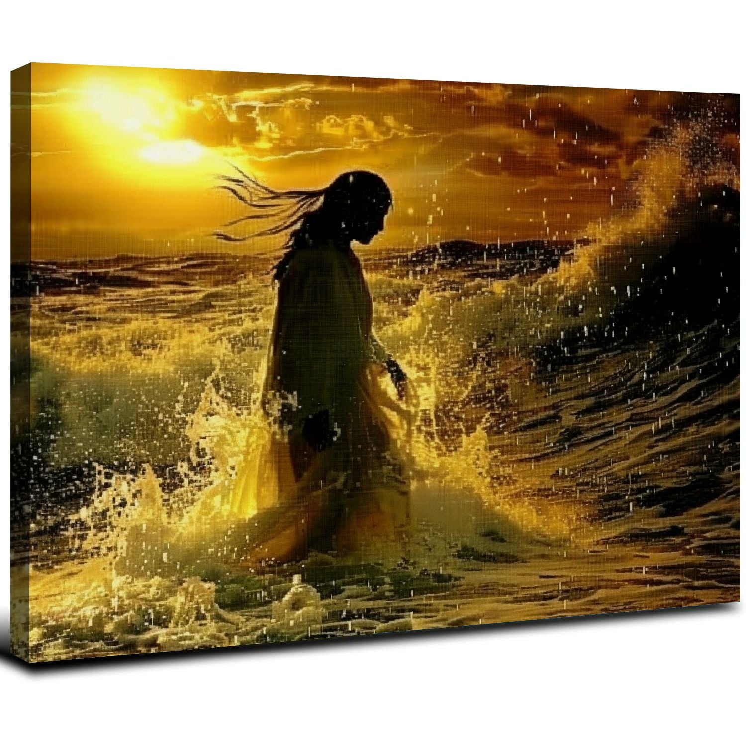 JEUXUS Jesus Christ Walking on Water Poster Picture Canvas Wall Art Print Christianity Jesus ...
