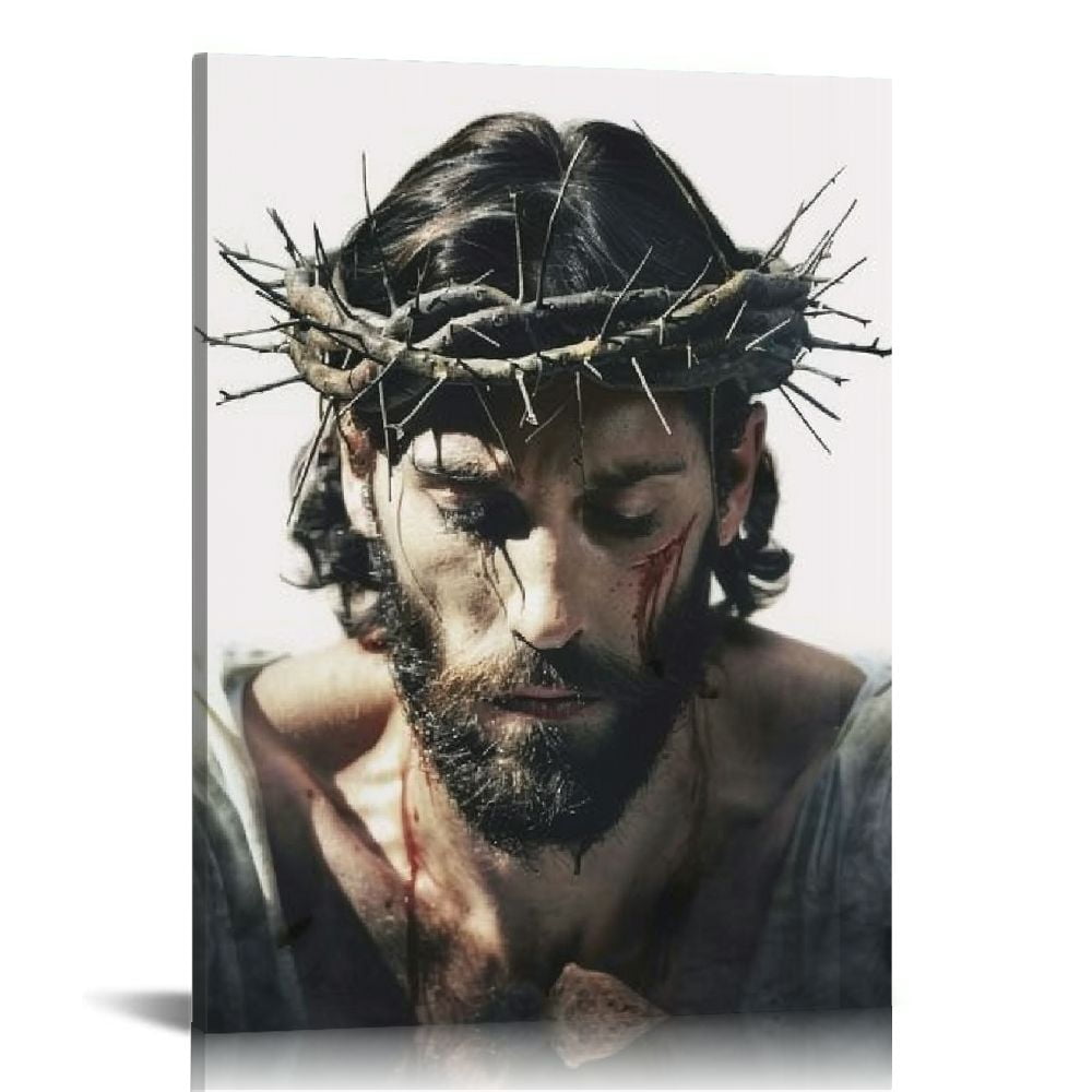 JEUXUS Jesus Poster Crown of Thorns Canvas Wall Art Christ God Picture Religious Catholic ...