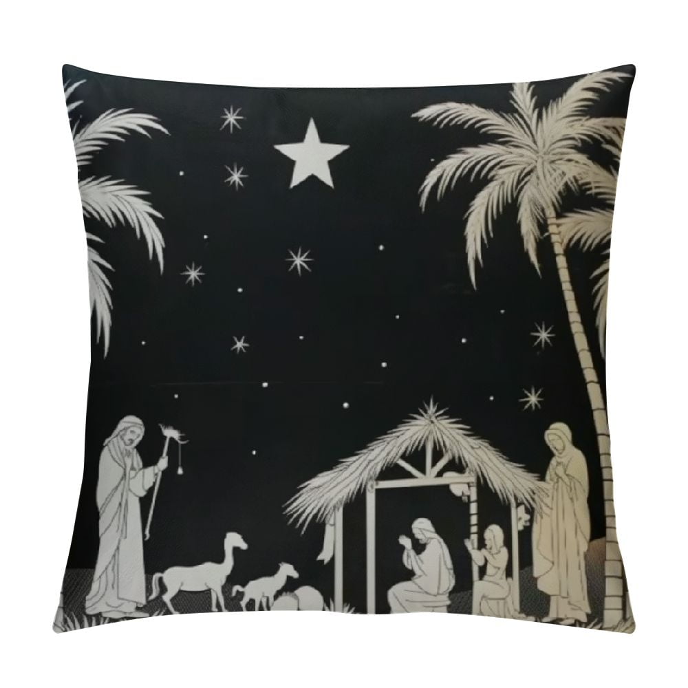 JEUXUS Jesus Throw Pillow Covers Nativity Keep Christ in Christmas ...