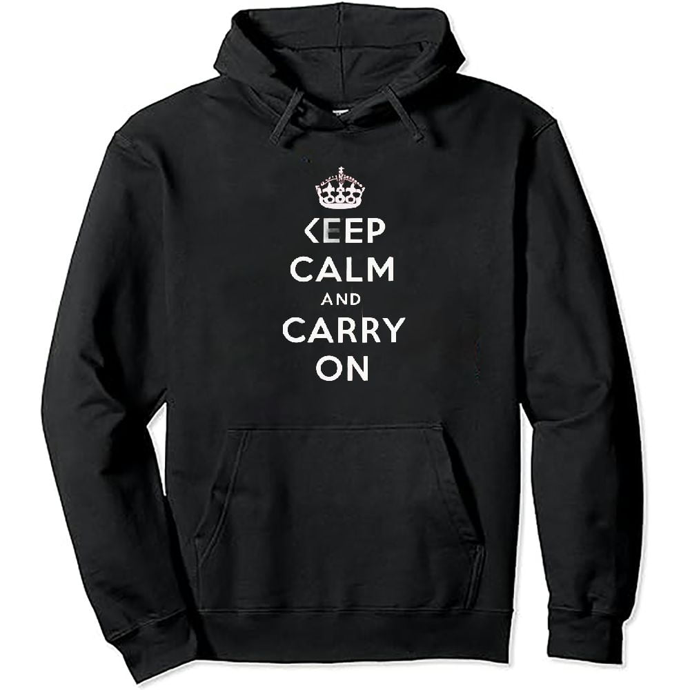 JEUXUS Keep Calm and Carry On with UK Flag, Black and White Hoodie ...