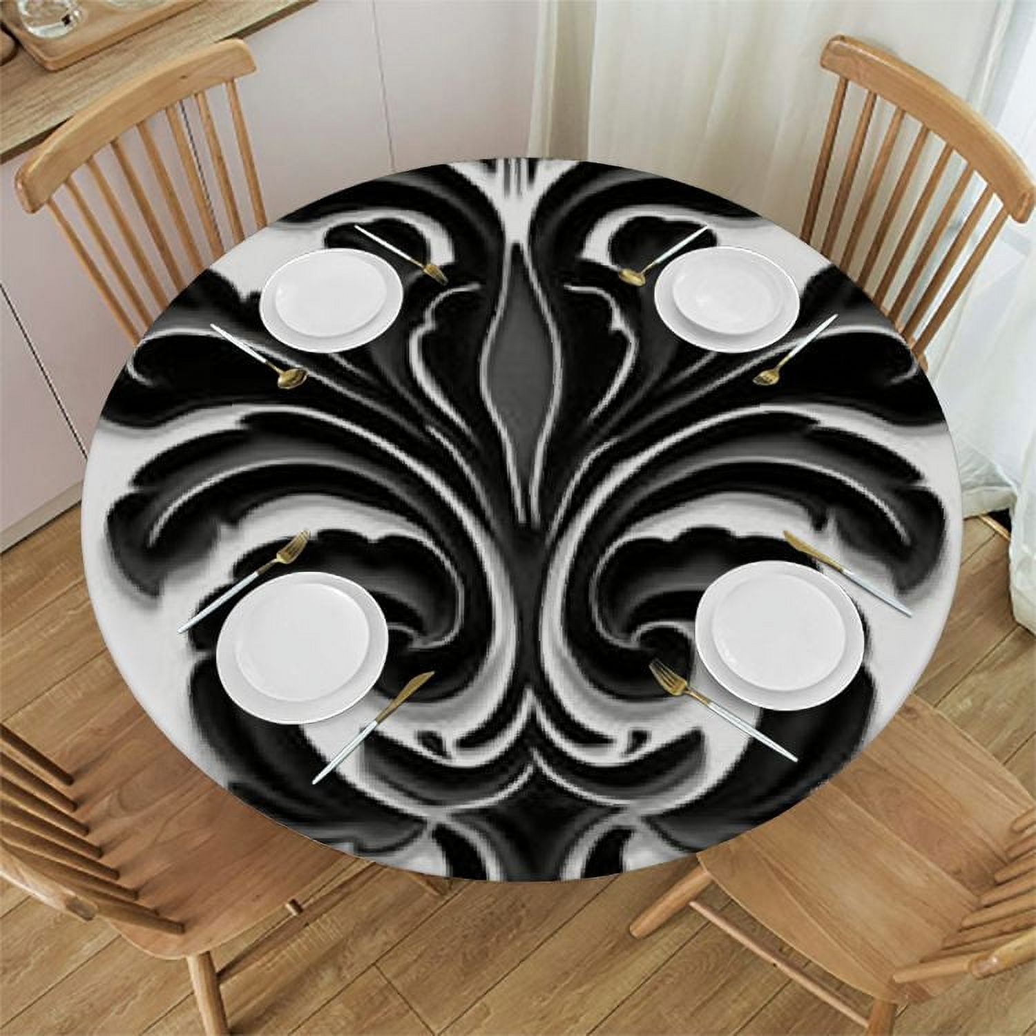 JEUXUS Kitchen Decoration Round Table Top Cover Mandala Vintage Floral ...