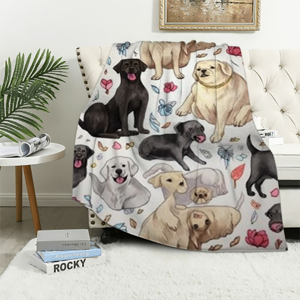 JEUXUS Labrador Blanket Cartoon Puppy Kawaii Throw Blanket for Kids ...